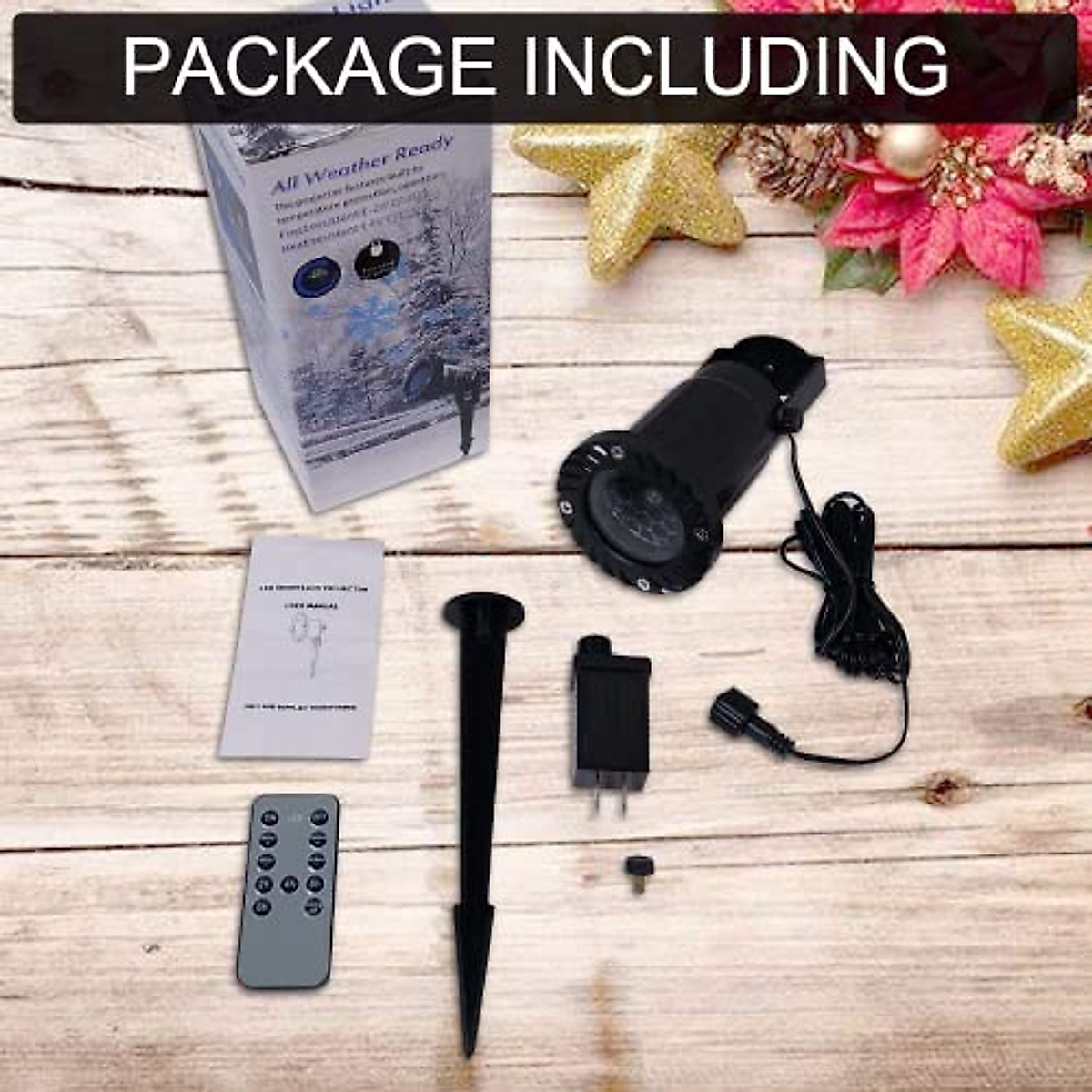 Christmas Clearance White Snowflake Outdoor Projector Light Waterproof with Remote Decorative Snowfall Lighting for Xmas/Party/House