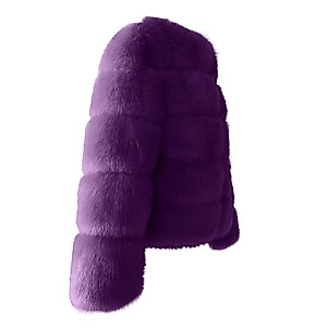 Women Plus Size Luxury Winter Warm Fluffy Faux Fur Short Coat Jacket Parka Outwear,Cropped Plush Jacket Purple