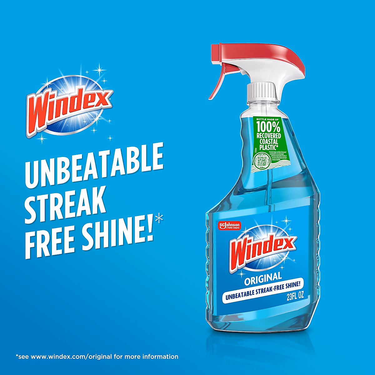 Windex Original Glass and Window Cleaner Spray Bottle, Original Blue, 23 fl oz - Pack of 6