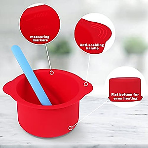 Mity rain 2pcs Silicone Wax Warmer Liner, Non-Stick Wax Pot Silicone Bowl Replacement, Reuse Wax Melt Warmer Liner With 2pcs Silicone Spatulas For Hair Removal(Blue+Red)