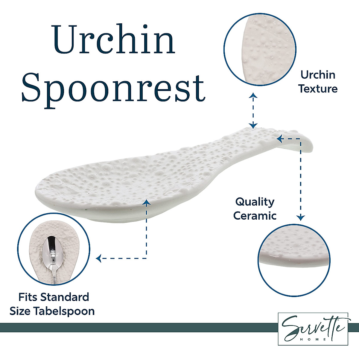 Ceramic Beach Themed Spoon Rest for Kitchen - Sea Scene