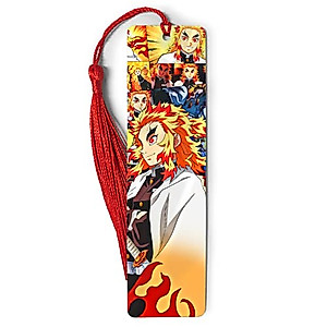 Bookmarks Ruler Metal Rengoku Measure Slayers Bookworm Animes Reading Bookography Tassels for Book Bibliophile Gift Reading Christmas Ornament Markers