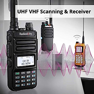 Radioddity GM-30 GMRS Radio, Handheld 5W Long Range Two Way Radio for Adults, GMRS Repeater Capable, with NOAA Scanning & Receiving, Display SYNC, for Off Road Overlanding, 1 Pack