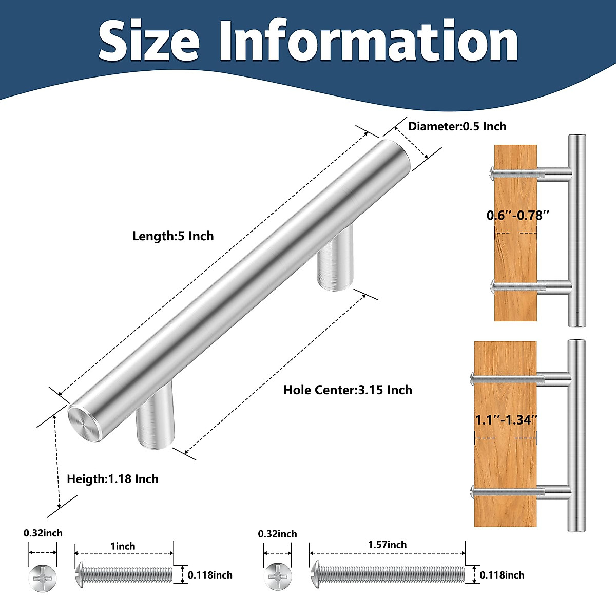 Koeka 30 pack 5 Inch Kitchen Cabinet Pulls Brushed Nickel Stainless Steel Kitchen Drawer Pulls Cabinet Handles Hardware Pulls for Dresser Drawers Ideal for Cabinetand Wardrobe 5" Length 3" Hole Center