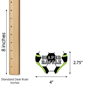 Big Dot of Happiness Goaaal - Soccer - Diaper Shaped Raffle Ticket Inserts - Baby Shower Activities - Diaper Raffle Game - Set of 24