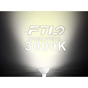 FTL MR16 LED Light Bulbs 3000K Warm White AC/DC 12V Non Dimmable Glass Cover 5W 500lm GU5.3 Spotlight 50W Halogen Replacement for Track Lighting and Outdoor Landscape 6-Pack