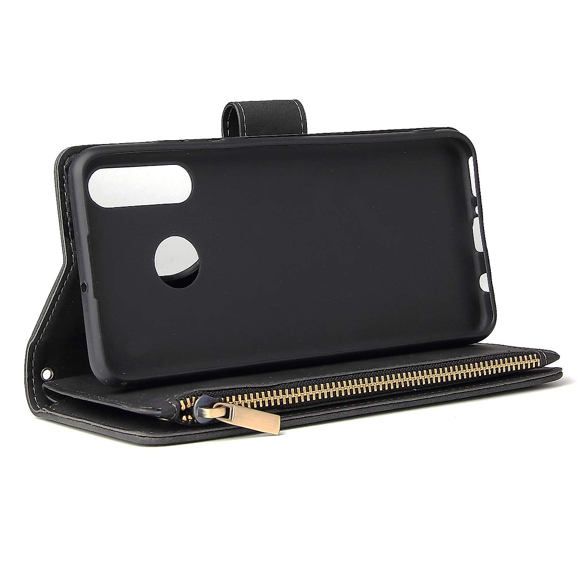 Asuwish Compatible with Huawei P30 Lite Wallet Case Tempered Glass Screen Protector and Leather Flip Cover Card Holder Stand Cell Accessories Phone Cases for Hawaii P30Lite P 30 30Lite Women Men Black