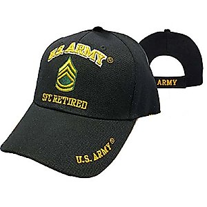 U.S. Army SFC Retired Military Black Embroidered Cap Hat 560C