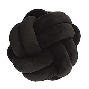 Cyprinus Carpio Elastic Vevet 2 Strands Handmade Weave safa Pillow Knot Pillow Ball,Floor Cushion Household Throw Pillow Decoration 10.6 Inch(Black