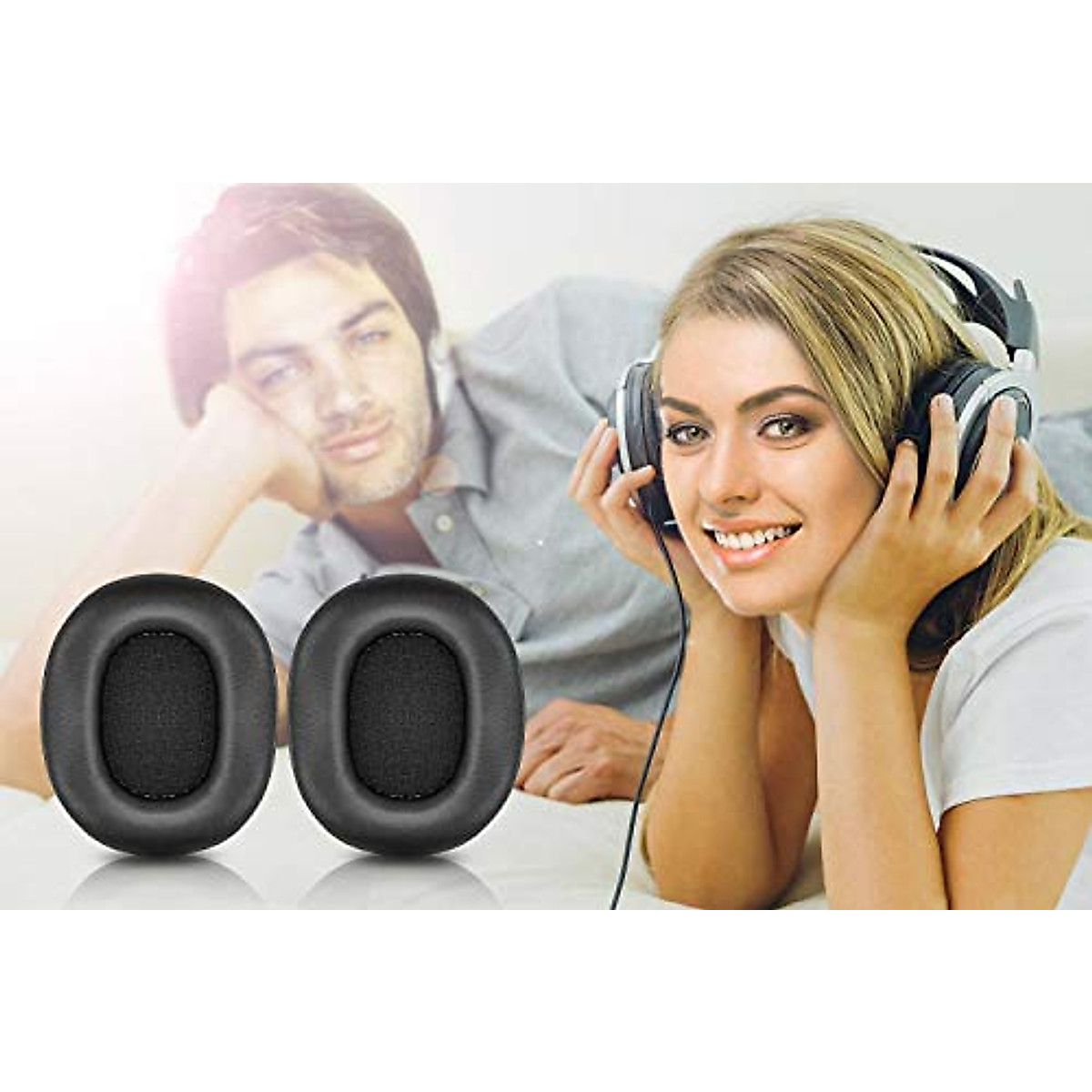 Replacement Ear Pads Compatible with ATH M50X M40X | Also Fits MDR 7506 / MDR V6 / MDR CD900ST / Stealth 600 & More | Ear Pads with Enhanced Memory Foam (Black)
