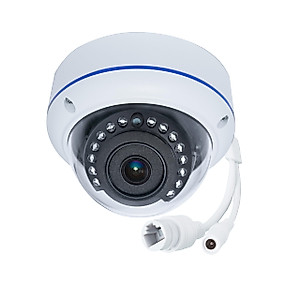 HD 5MP 4MP PoE IP 180 Degree Wide Angle Dome CCTV Security Camera 1.7mm Fisheye Lens Outdoor/Indoor H.265 with Mic/Audio Night Vision Surveillance Network Camera