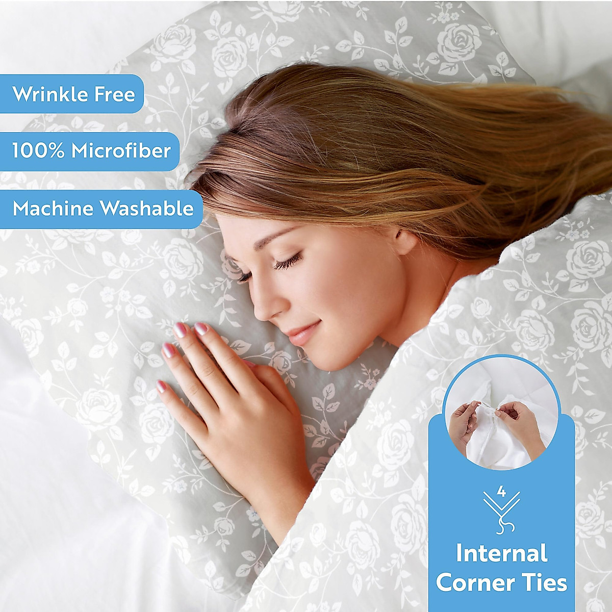 LINEN MARKET Duvet Cover Queen (Light Gray) - Experience Hotel-Like Comfort with Unparalleled Softness, Exquisite Prints & Solid Colors for a Dreamy Bedroom - Queen Duvet Cover Set with 2 Pillow Shams