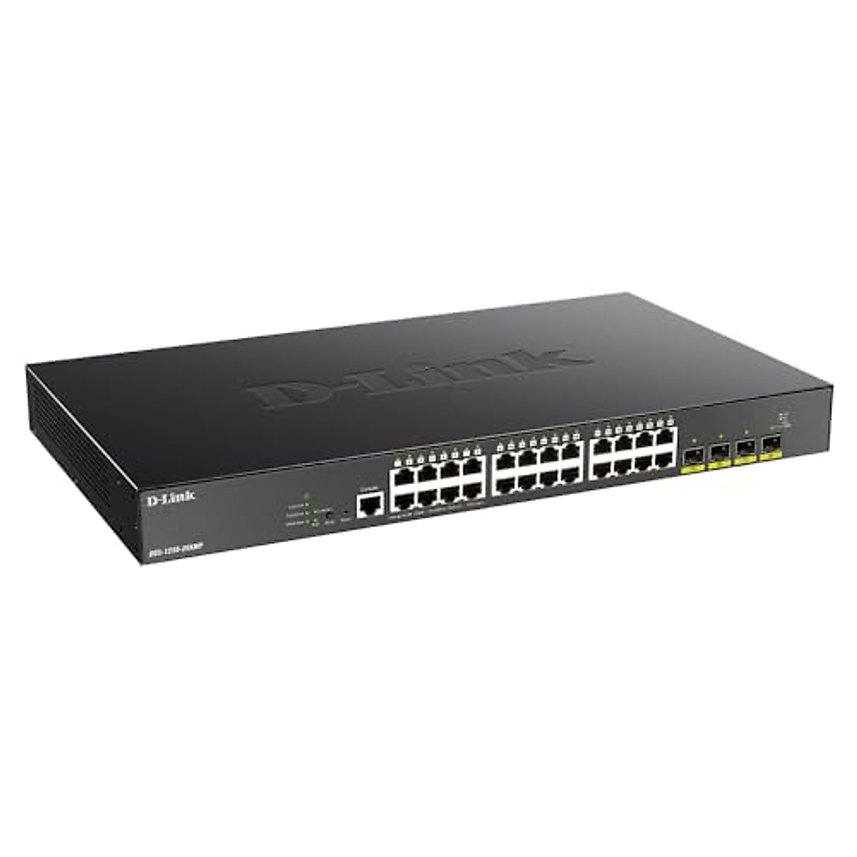 D-Link 28-Port Gigabit Smart Managed PoE+ Switch | 24 PoE+ Ports (370W) + 4 10G SFP+ Ports| L2+/L3 Lite |VLANs |Web Managed |Surveillance Mode | Rackmount | NDAA Compliant (DGS-1250-28XMP-6KV)