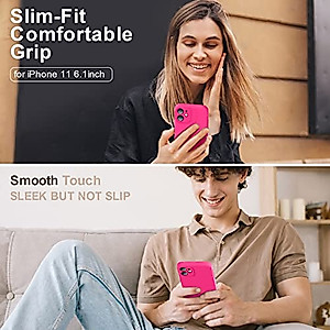 Vooii Compatible with iPhone 11 Case, Upgraded Liquid Silicone with [Square Edges] [Camera Protection] [Soft Anti-Scratch Microfiber Lining] Phone Case for iPhone 11 6.1 inch - Hot Pink