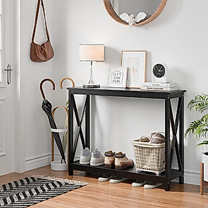 ZENY Console Table, Entryway Table, Narrow Sofa Table with 2-Tier Shelves, Entrance Table for Living Room, Entryway, Hallway, Foyer (Black)