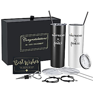 Engagement Gifts for Couples - Fiance & Fiancee Newly Engaged Gift for Her & Him Bride & Groom Unique Gifts for Women Party Anniversary 20oz Travel Skinny Tumbler