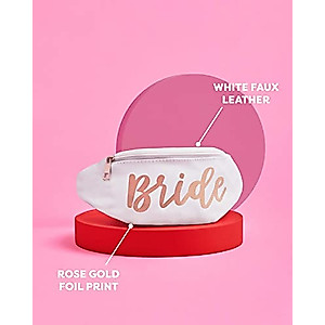 xo, Fetti Bachelorette Party Bride Fanny Pack - Single Bag | White + Rose Gold Bridal Shower Decorations, Bride To Be Gift, Bach Favor