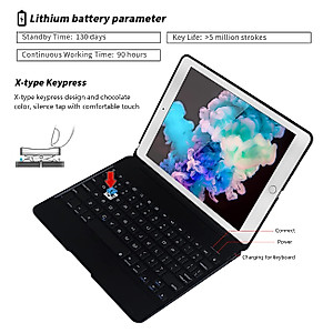 NOKBABO Keyboard Compatible with ipad 6th Generation, Compatible for ipad pro 9.7 inch,for ipad 5th Gen, for ipad Air 2 & 1 Keyboard, 130° Folio Hard Back Cover, Ultra Slim, Auto Wake/Sleep - Black