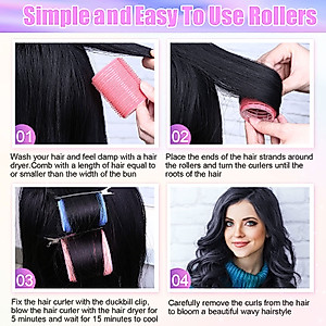 Cludoo Hair Roller Set of 60 PCS with Duckbill Clips, Includes 4 Sizes (Jumbo, Large, Medium, Small) and 4 Colors, for DIY or Hair Salon, Acrylic Material, for Long Medium Short Hair