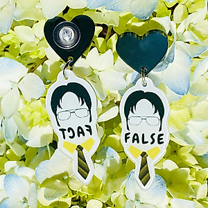 Fun Earrings, Office Dwight Schrute Costume Accessories, Office Party Favors, Office Merchandise, Office Gifts for Women (Fact False)
