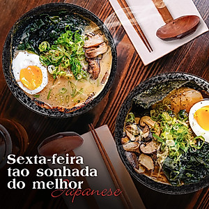 NJCHARMS Japanese Ceramic Ramen Bowls, 42 Oz Noodles Bowls, Premium Large Porcelain Soup Bowl for Kitchen, Set of 2,Black Ramen Bowl