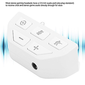 Headset Adapter Controller Audio Adapter, Headphone Converter for Xbox One Gamepad, Audio Mic Headphone Adapter Converter, with Game Control and Stereo Sound Synchronization (White)