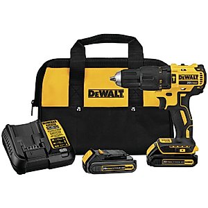 DEWALT 20V MAX* Hammer Drill, Compact Kit, Cordless, 1/2-Inch (DCD778C2)