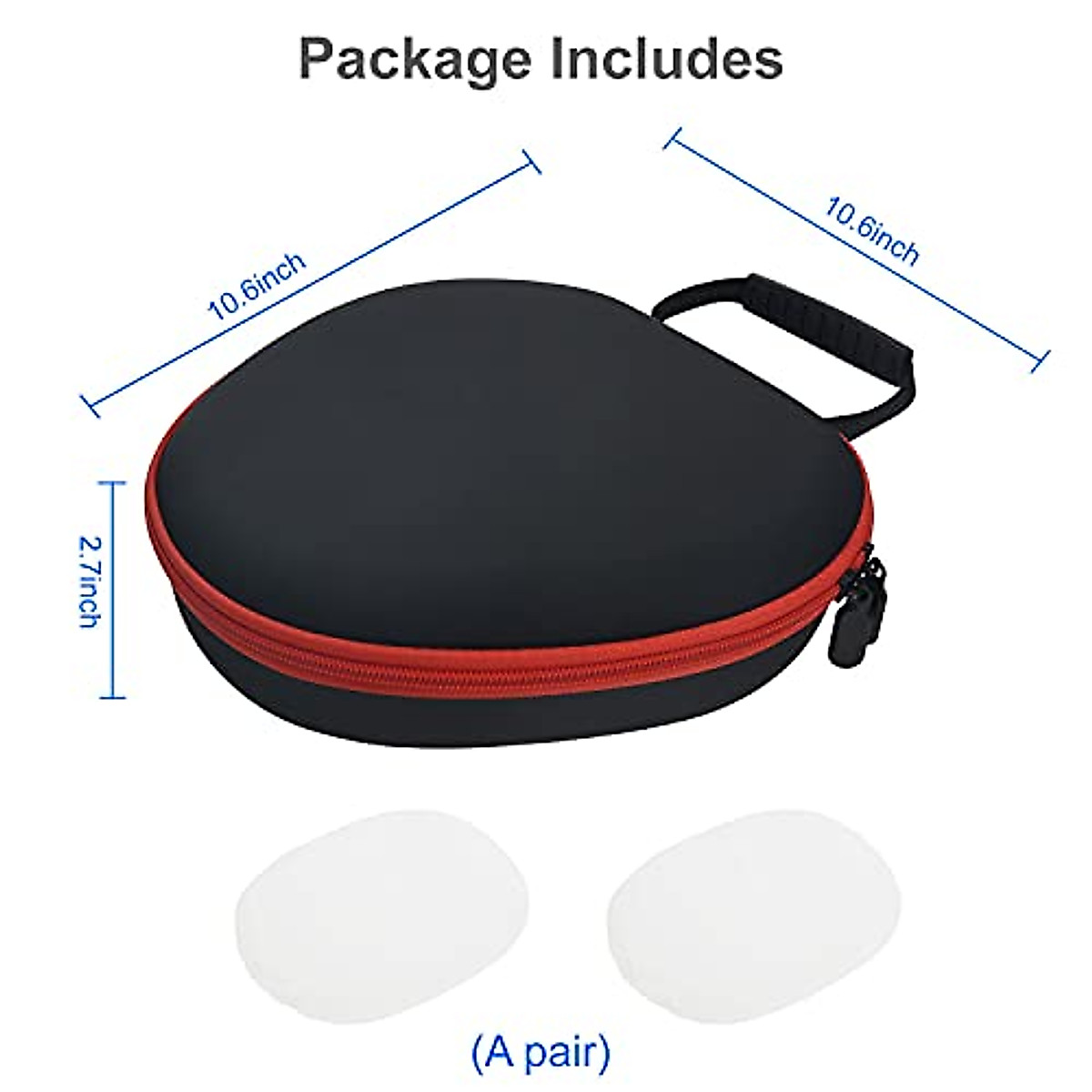 AirPods Max Case Hard Carrying Case for New AirPods Max Portable Storage Bag with Mesh Pocket for AirPods Max Accessories (Black + Red)