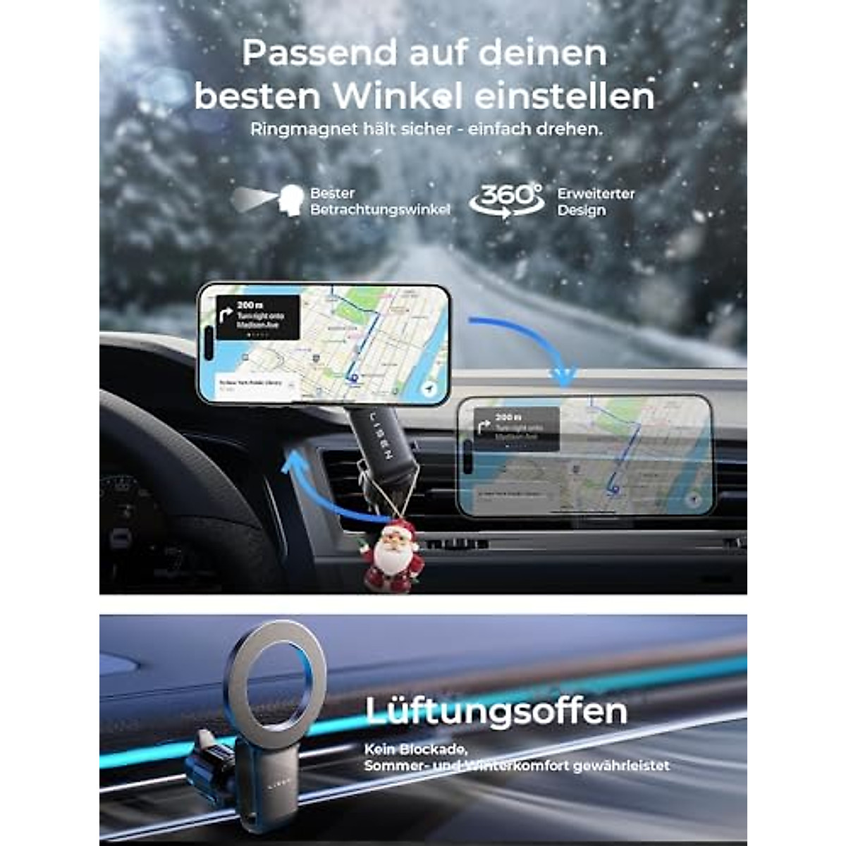 LISEN Fits MagSafe Car Mount - [30 Super Magnets] Magnetic Car Phone Mount, Air Vent Cell Phone Holder Clip, Automobile Car Phone Hold for iPhone 15 14 13 12 Pro Max Plus & MagSafe Case & All Phones