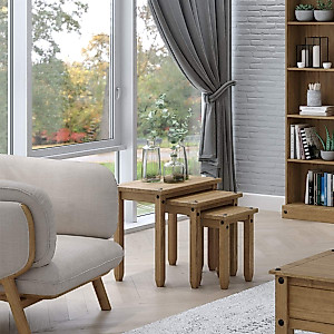 Furniture Dash - Small Coffee Table - Nesting Tables - Wood Nesting Tables - Small Coffee Tables for Living Room - Nesting Tables Set of 3 - (Brown)