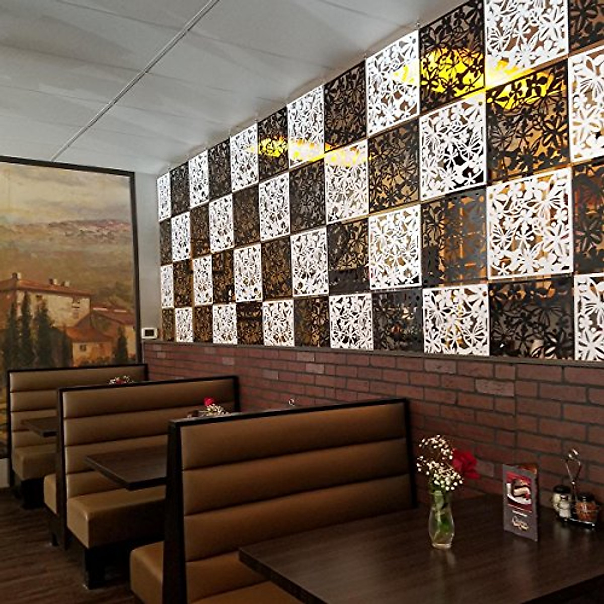 Kernorv Hanging Room Divider Made of Environmentally PVC, 12 PCS Partitions Panel Screen for Decorating Bedroom, Dining, Study and Sitting-Room, Hotel, Bar and Restaurant. (12, Black)