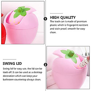 Desktop Mini Wastebasket,Desk Trash Can Table top trash can with Swing lid Countertop Trash Bin Desktop Waste Garbage Bin for Table Home Office Vanity Tabletop,Pink