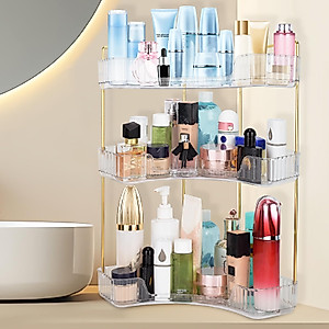 Mondelys Large 3Tier Corner Bathroom Counter Organizer,Countertop Perfume Storage,Dresser Countertop Shelf Organizer,Makeup Cosmetic Shelf for Bathroom Dresser Corner Storage,Countertop Organizer