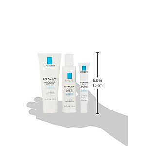 La Roche-Posay Effaclar Dermatological 3 Step Acne Treatment System, Salicylic Acid Acne Cleanser, Pore Refining Toner, and Benzoyl Peroxide Acne Spot Treatment for Sensitive Skin, 2-Month Supply