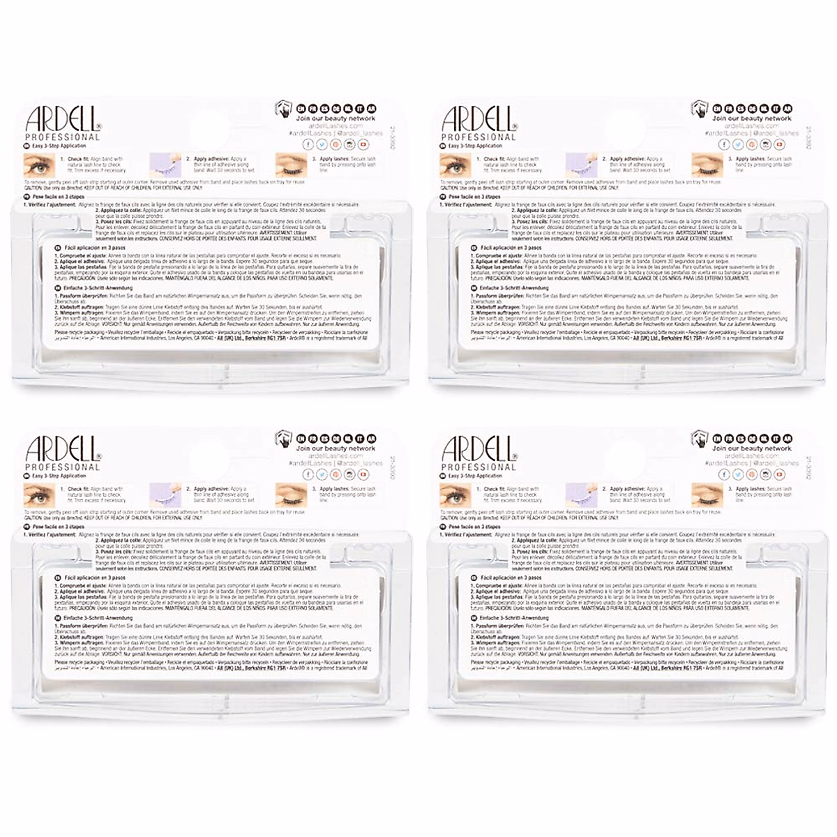 Ardell False Eyelashes Baby Wispies - Black, Natural Look, Lightweight, Long-Lasting, Fluffy, Full Lashes, 4 Pack