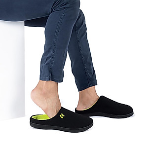 RockDove Men's Original Two-Tone Memory Foam Slipper, Size 7-8 US Men, Black/Lime