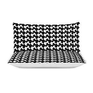 HotcoS Houndstooth Black Comforter Set Queen 3 Pieces Bedding Set Lightweight Soft Bedding Comforter Sets for All Season with 1 Duvet Cover 90""x90"" 2 Pillow Shams 30'' X 20'', Style