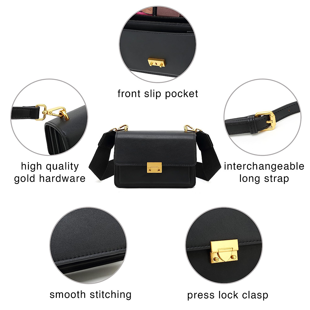 Scarleton Crossbody Bags for Women, Purses for Women, Lightweight Shoulder Bag, Casual Crossbody Bag, H207801 - Black