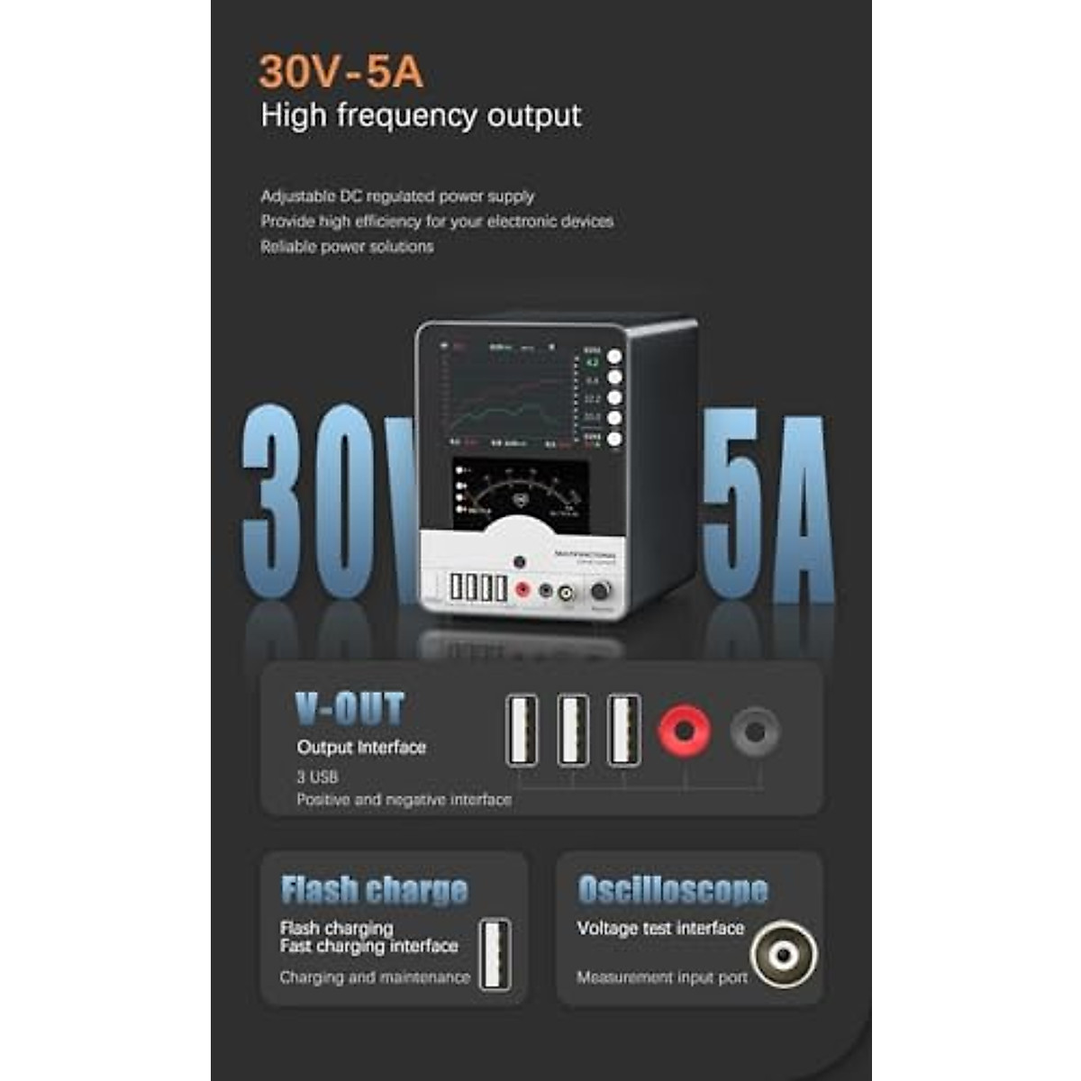 Curved DC Regulated Power Supply, with Built-in 30V5A for Motherboard Current, TBK217