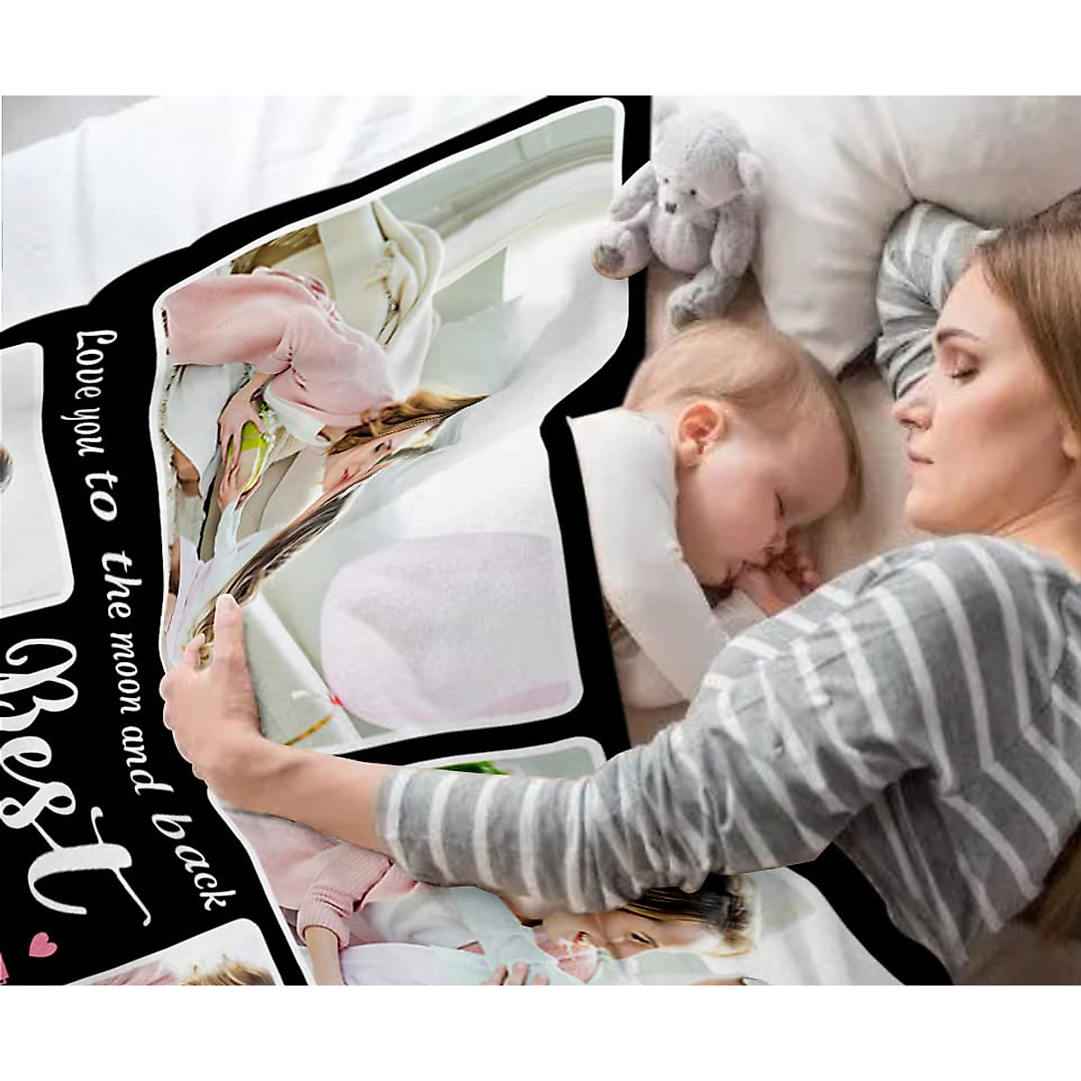 Custom Blanket Personalized Mother Gift for Mom from Daughter, Customized Blankets with Photos Soft Throw Blanket for Her