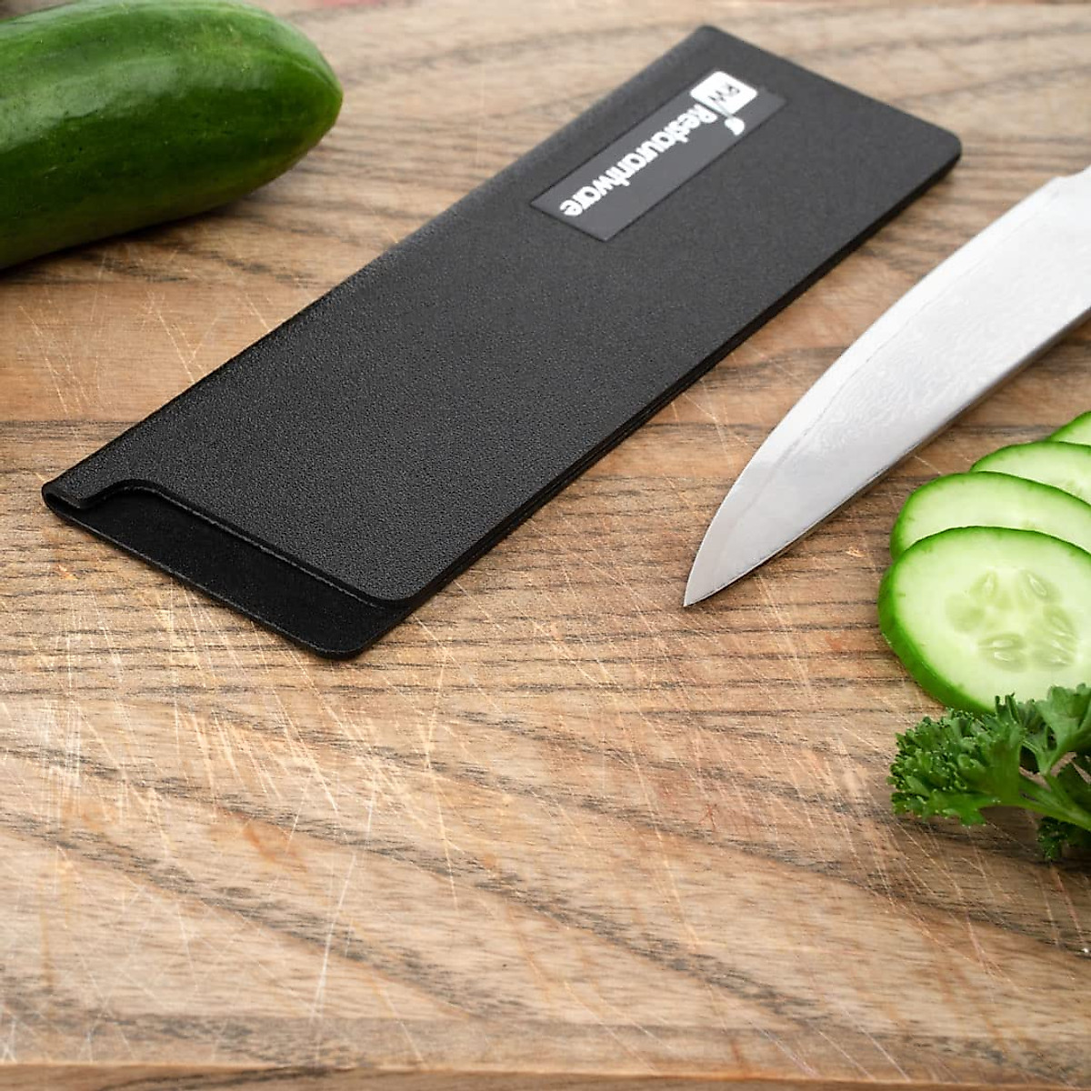 Sensei 6.5 x 2 Inch Knife Sleeve, 1 BPA-Free Knife Protector - Fits Utility Knife, Felt Lining, Black Plastic Knife Blade Guard, Durable, Cut-Proof - Restaurantware
