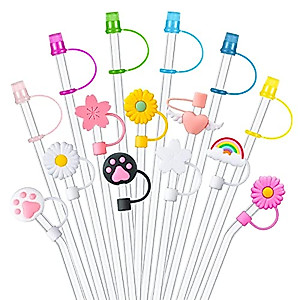 27 Pieces Straw Tips Cover Reusable Drinking Straw Lids, Silicone Straw Plug Drinking Dust Cap, Colorful Drinking Straw Caps for 6-8 mm Straws Anti-dust Straw Tips Plugs (Straw Not Included)