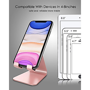 CreaDream Cell Phone Stand, Cradle, Holder, Aluminum Desktop Stand Compatible with Switch, All Smart Phone, iPhone 11 Pro Xs Max Xr X Se 8 7 6 6s Plus SE 5 5s-Rose Gold