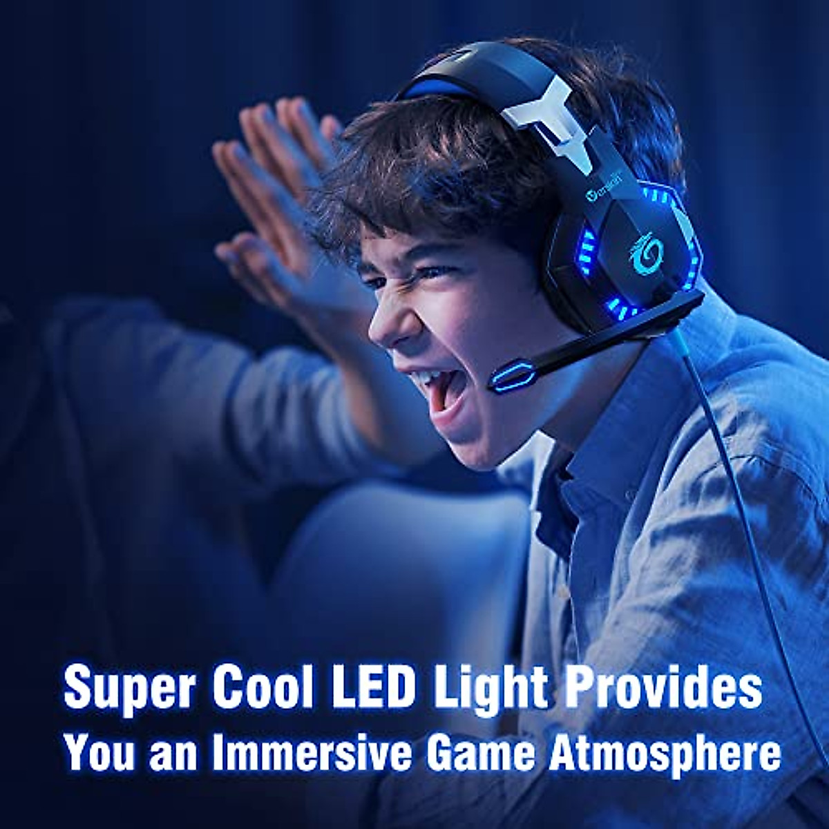 VersionTECH. G2000 Gaming Headset for PS5 PS4 Xbox One Controller,Bass Surround Noise Cancelling Mic, Over Ear Headphones with LED Lights for Mac Laptop Xbox Series X S Nintendo Switch NES PC Games