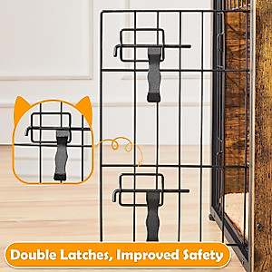 Yaheetech 27.5'' Dog Crate Furniture with Cushion Wooden Dog Crate with Double Doors/Adjustable Feet Side End Table for Small/Medium Dogs, 27.5" L x 20" W x 24" H