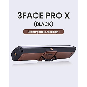 Claymore 3Face Pro X (Black) - Rechargeable Surface Area Light, 5 Light Modes 39,200mAh, Lasting Battery. Camping, Outdoor Events.