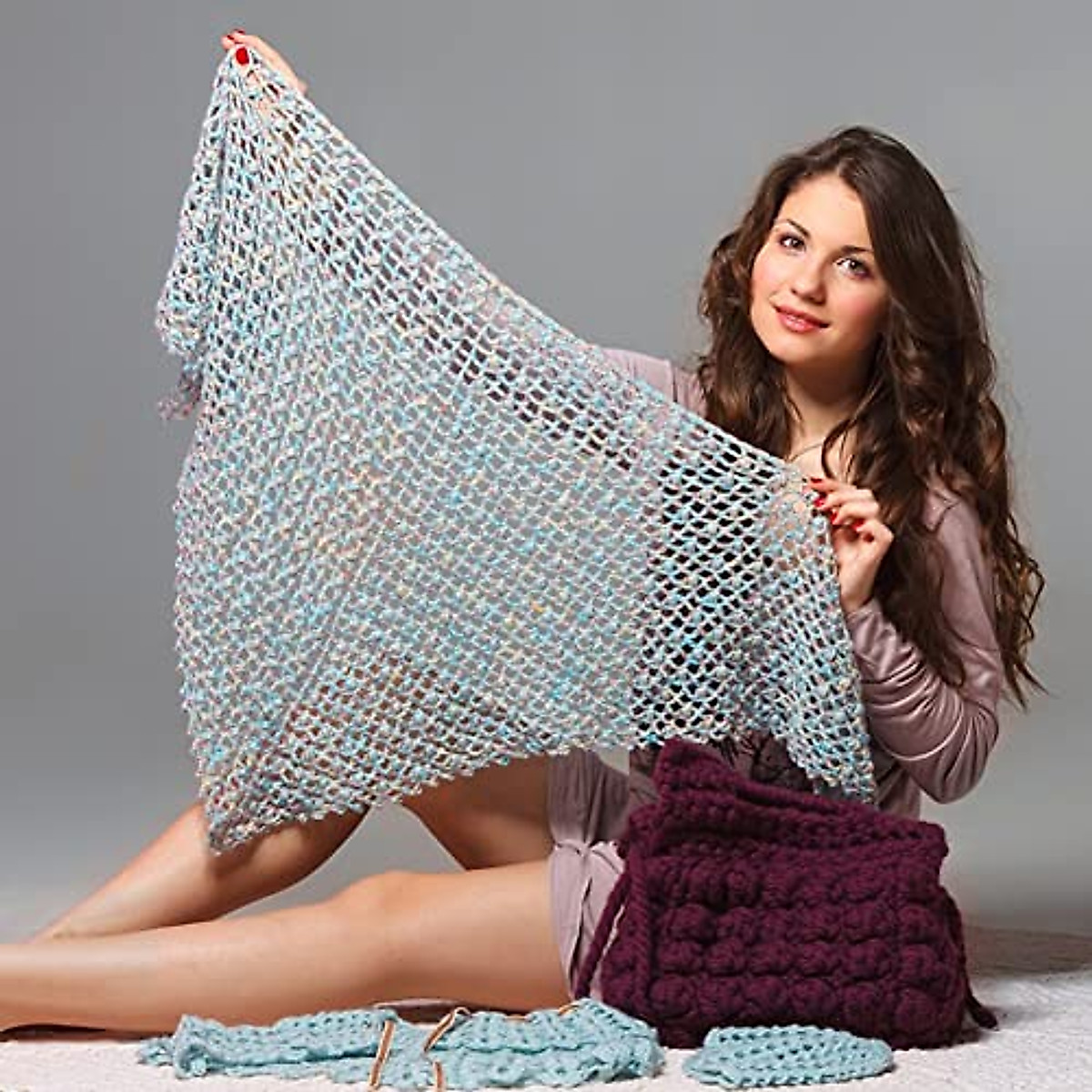 Wool Yarn for Knitting & Crocheting 2 Skeins Gradient Rainbow Color Wool Yarn Soft Lightweight Crochet Yarn for Crocheting Projects Handcrafts - 50g/Ball