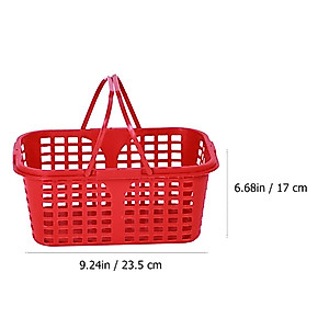 Cabilock 20pcs Small Fruit Basket Strawberry Cherry Basket Plastic Handle Basket Container Red Mini Shopping Basket Kids Adult Fruit Picking Basket 23. 5x17x11cm Random Patterns