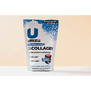 UMZU zuCollagen Protein - 5 Collagen Types - Hair, Nail & Skin Vitamins - 20g Protein - Supports Skin Elasticity, Circulatory System, Gut Health & More - 20 Servings (20 Servings, Chocolate)