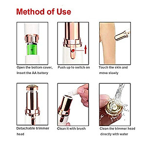 Sky Tower Professional Battery-Operated Women's Painless Facial Hair Remover, IPX7 Waterproof, for Face Upper Lip Chin Peach Fuzz Cheeks Arm (White)
